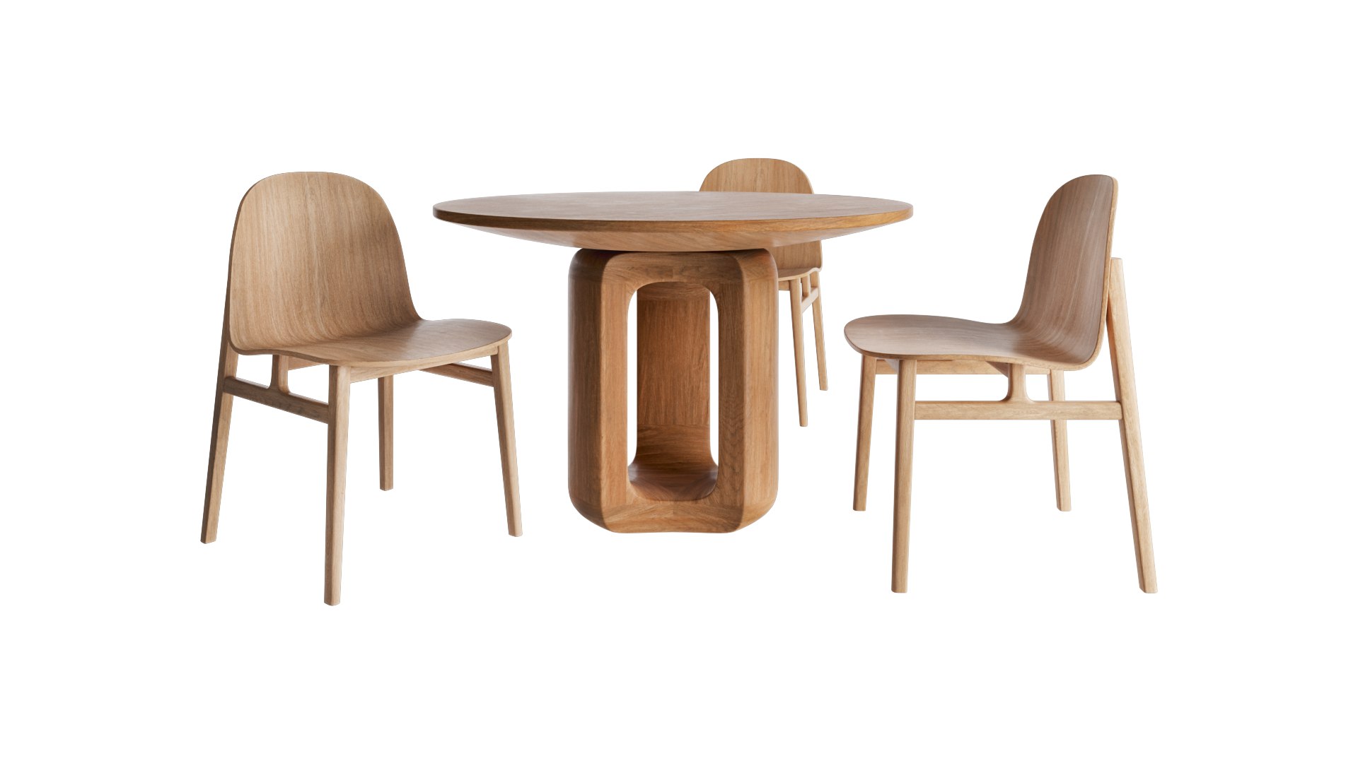 3D Deepah Circular Table And Terra Wood Chair - TurboSquid 2134192