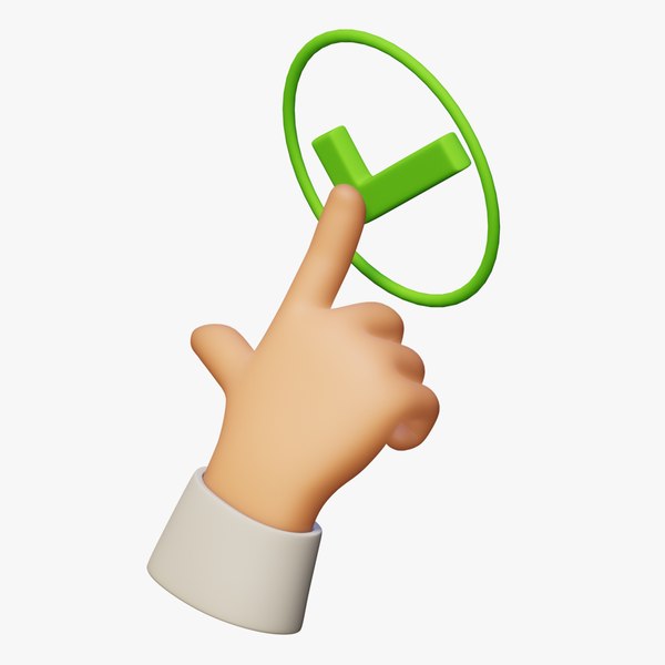 modelo 3d Gesto de clic de dibujos animados con marca de verificación ...