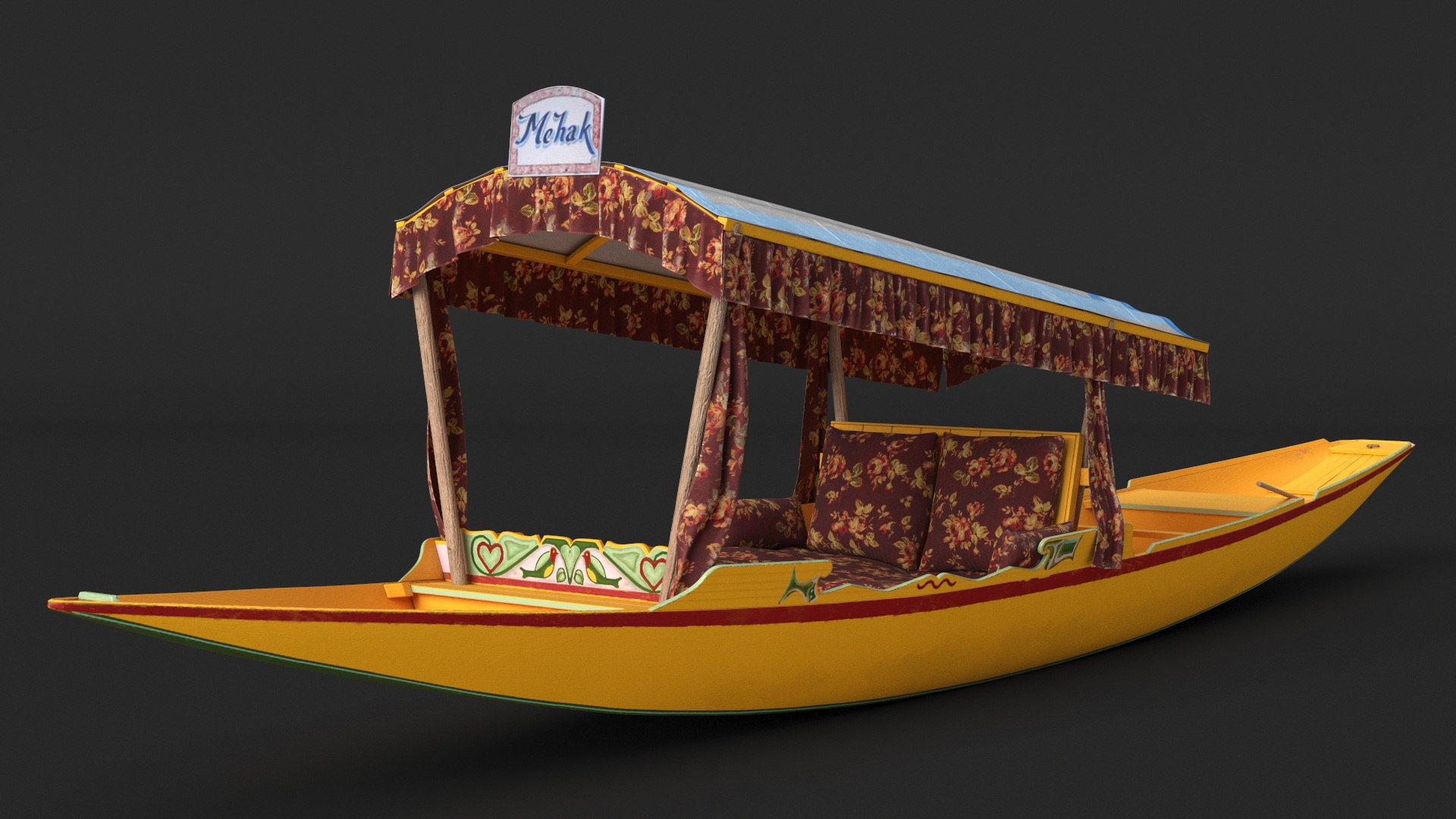 Kashmir Shikara Yellow 3D Model - TurboSquid 2289928