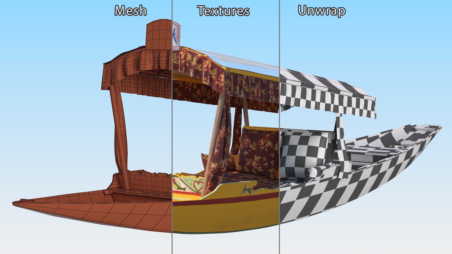Kashmir Shikara Yellow 3D Model - TurboSquid 2289928