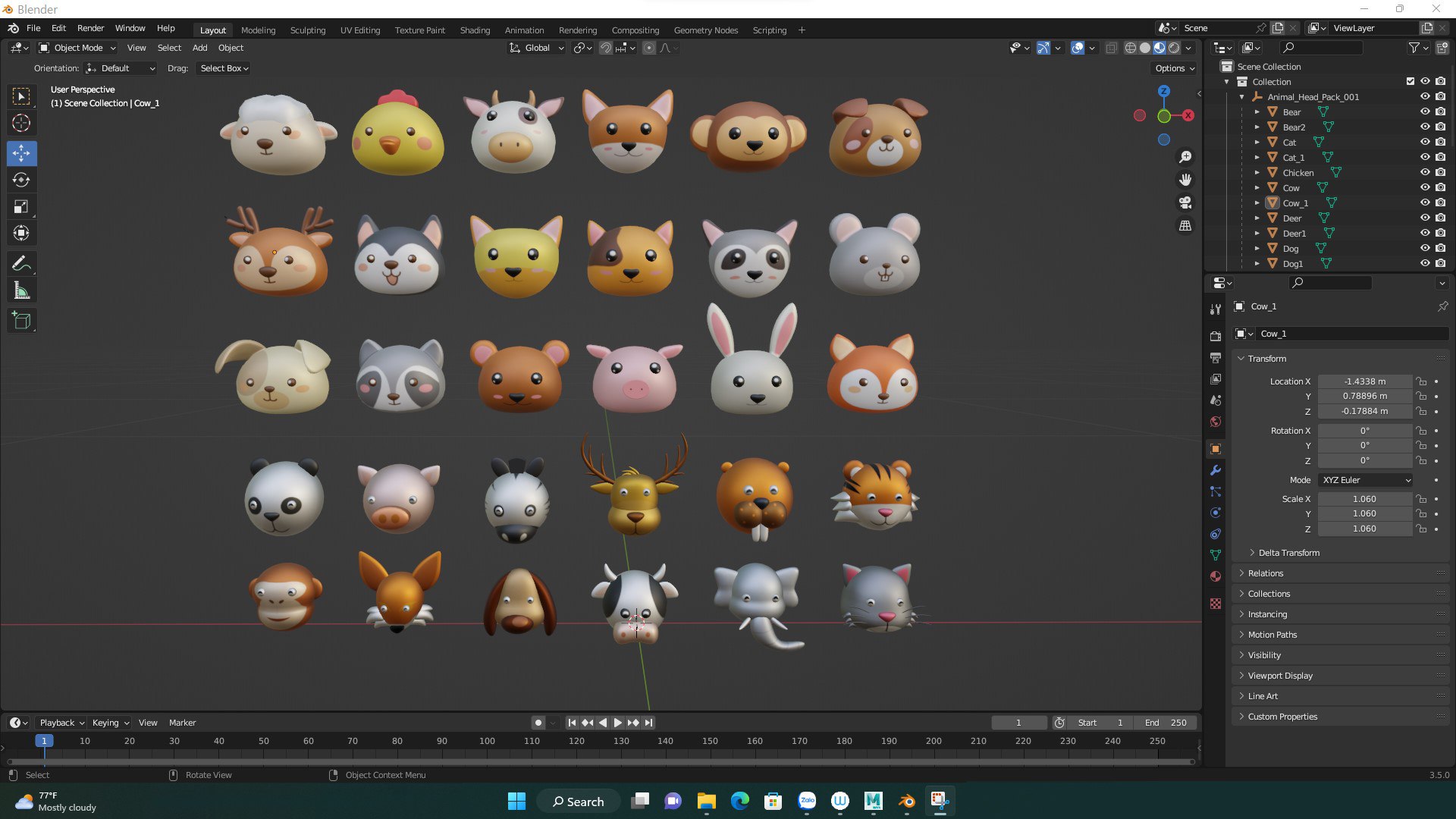 Animal Head Pack 001 3D - TurboSquid 2072950