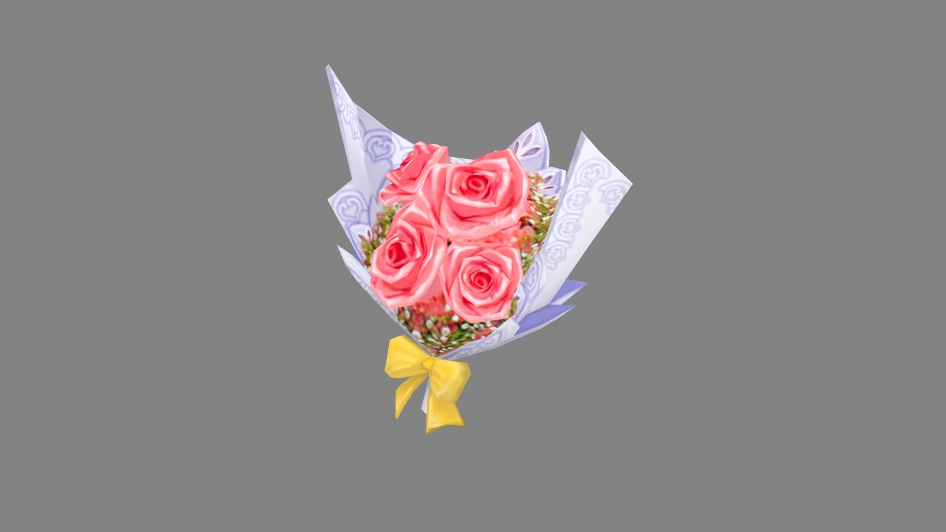 3D A Bouquet Of Pink Roses Model - TurboSquid 2259056