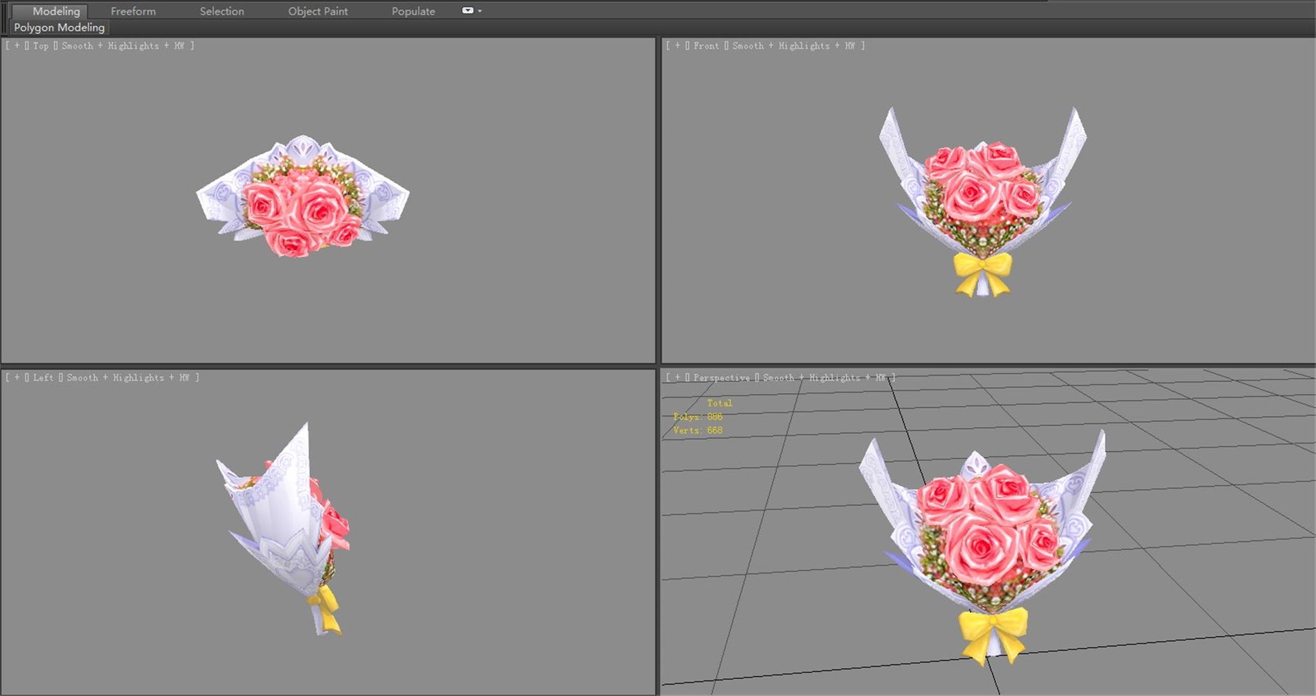 3D A Bouquet Of Pink Roses Model - TurboSquid 2259056