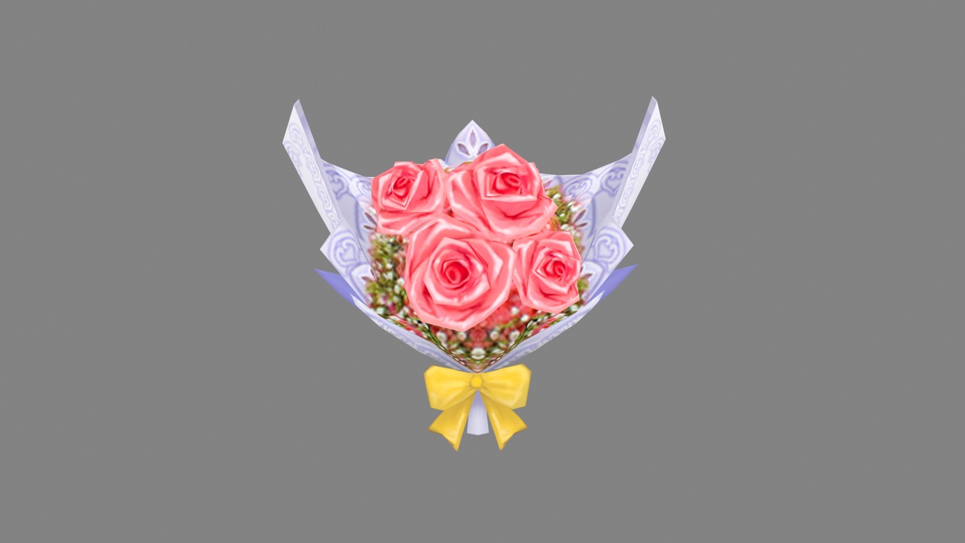 3D A Bouquet Of Pink Roses Model - TurboSquid 2259056
