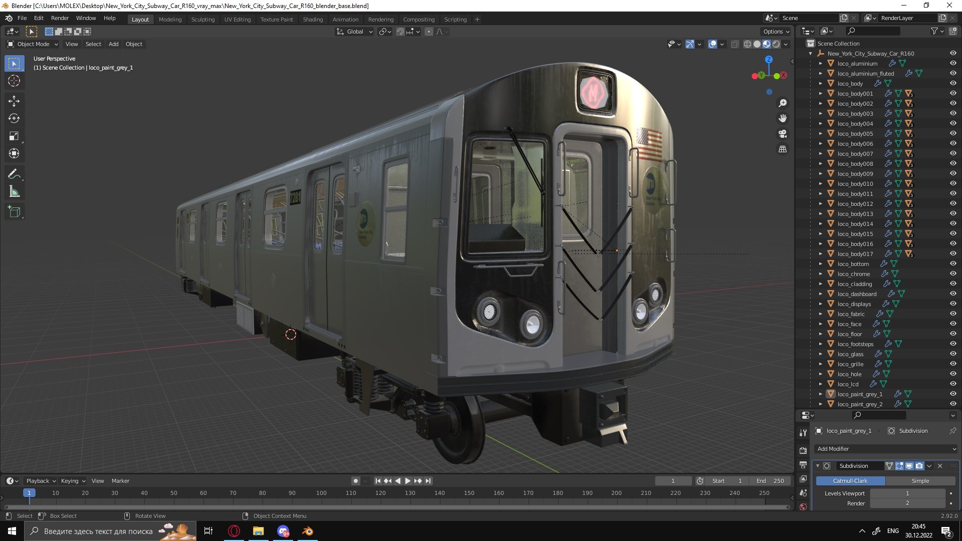 New york city subway car 3D model - TurboSquid 1255582