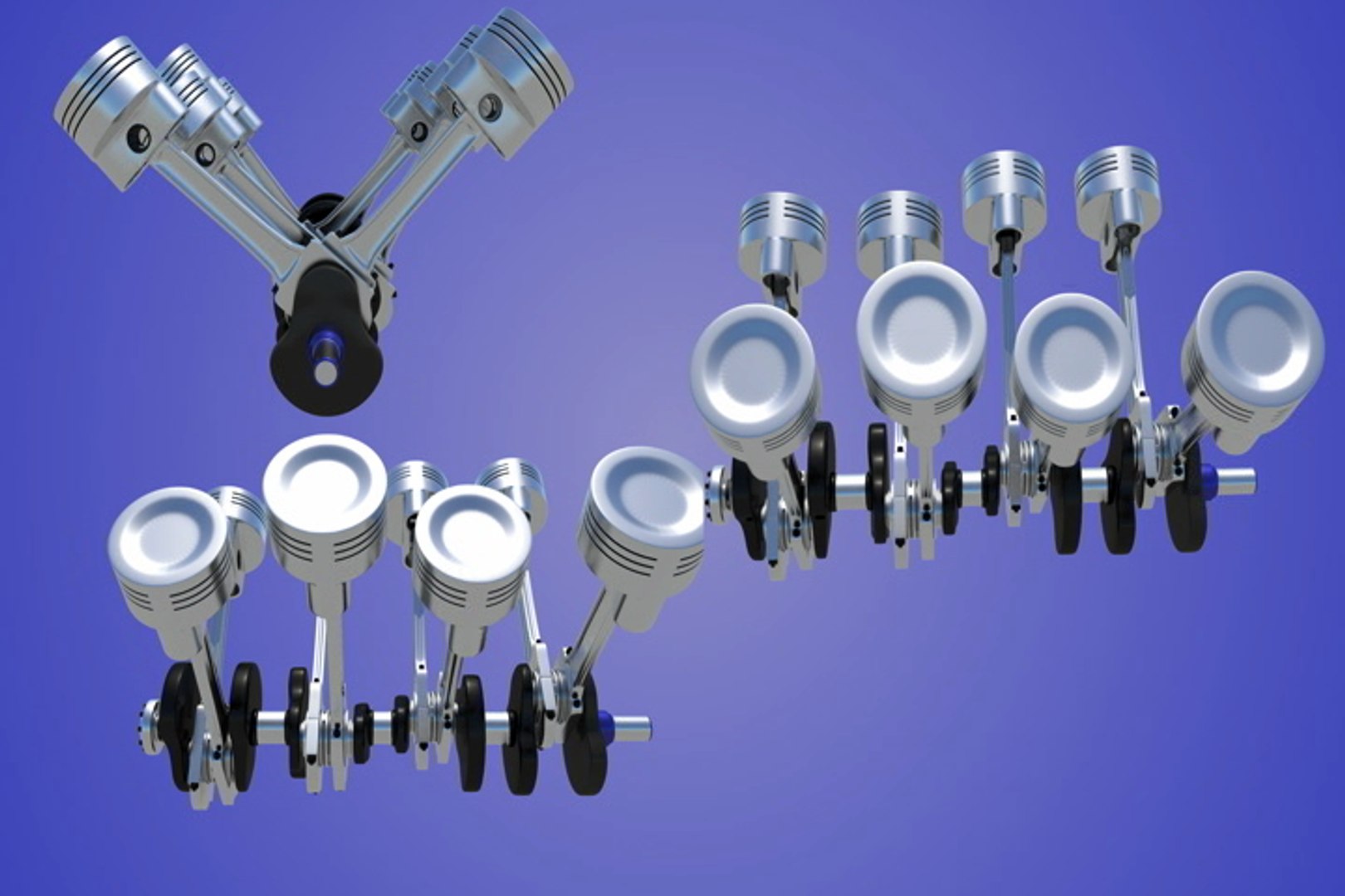 3d model of v8 engine cylinders