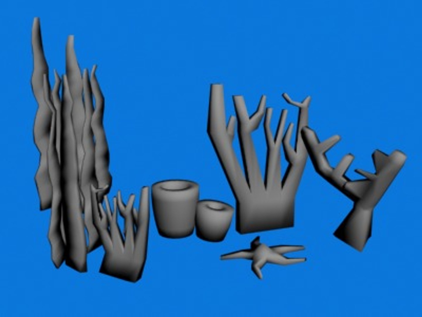 3d Underwater Props Sponges Starfish Model