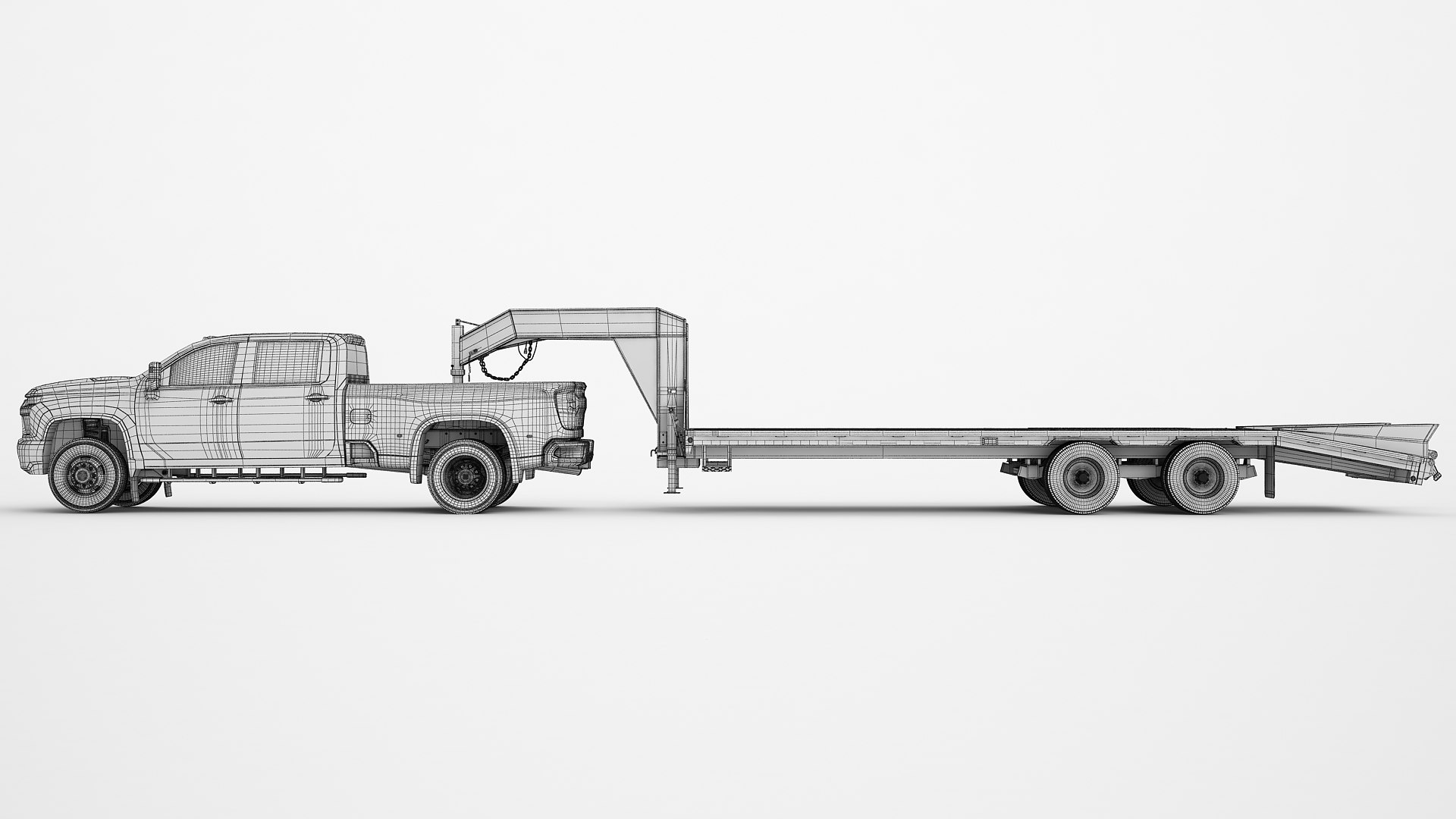 3D Pickup Truck Generic Gooseneck Trailer 04 - TurboSquid 1831117