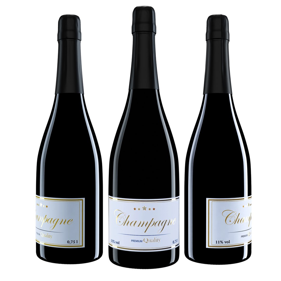Bottle Champagne Black 3D Model - TurboSquid 1686186