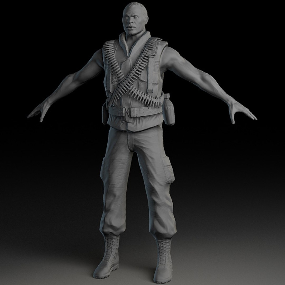 3d machine gunner t-pose