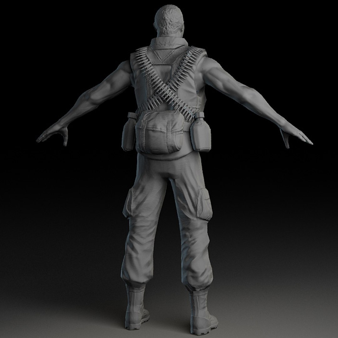 3d machine gunner t-pose