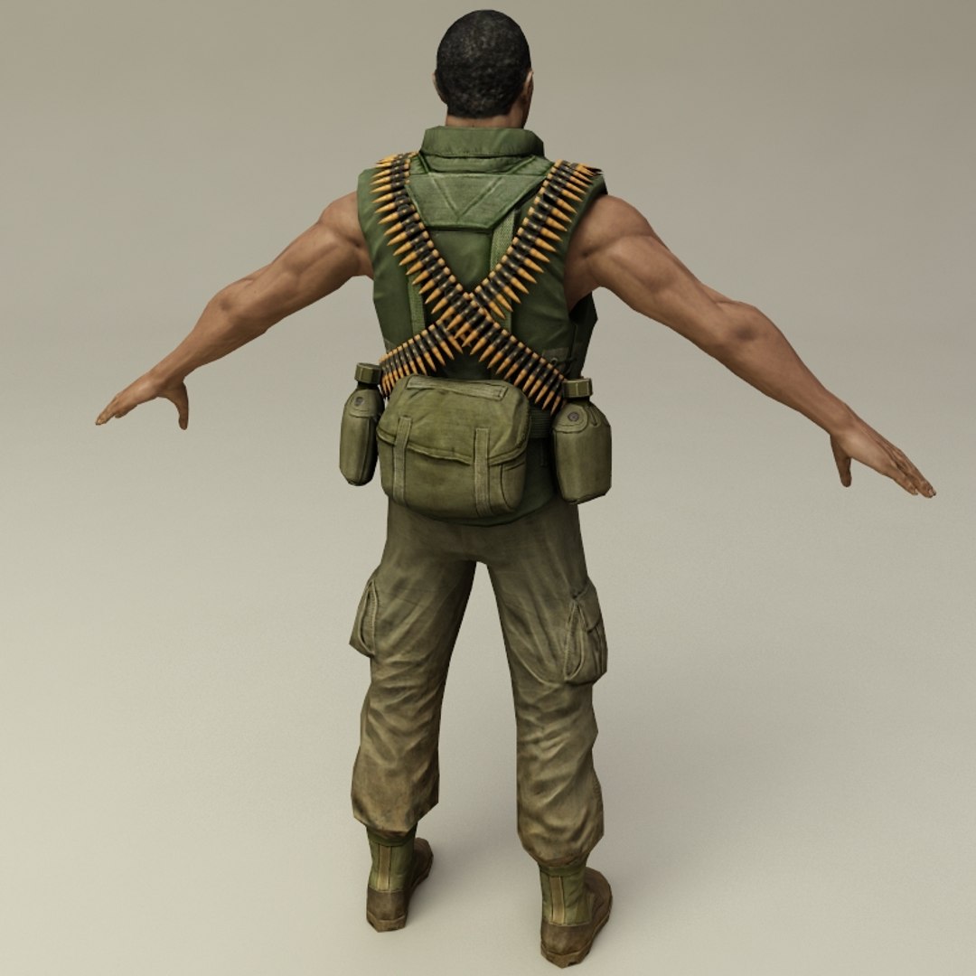 3d machine gunner t-pose