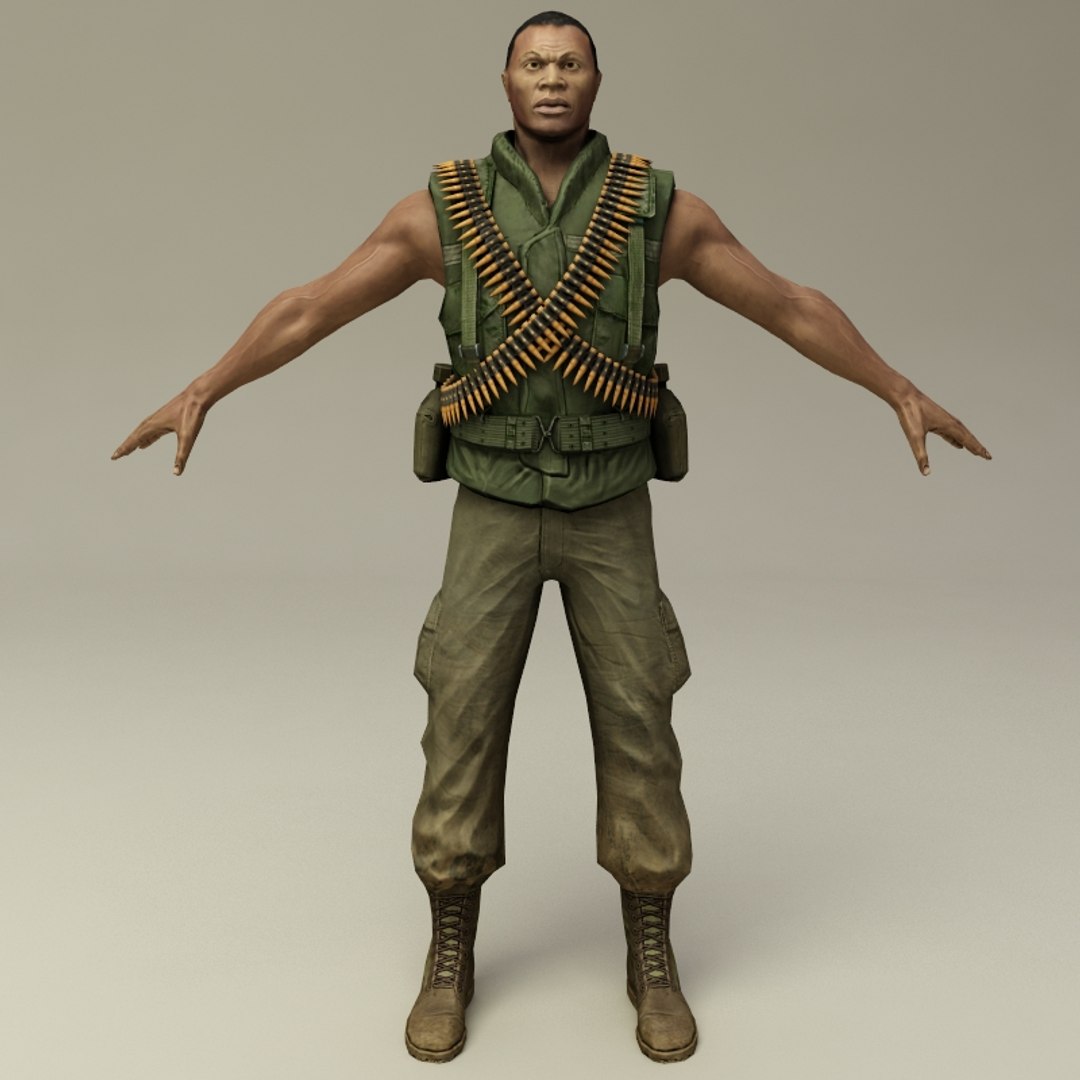 3d Machine Gunner T-pose