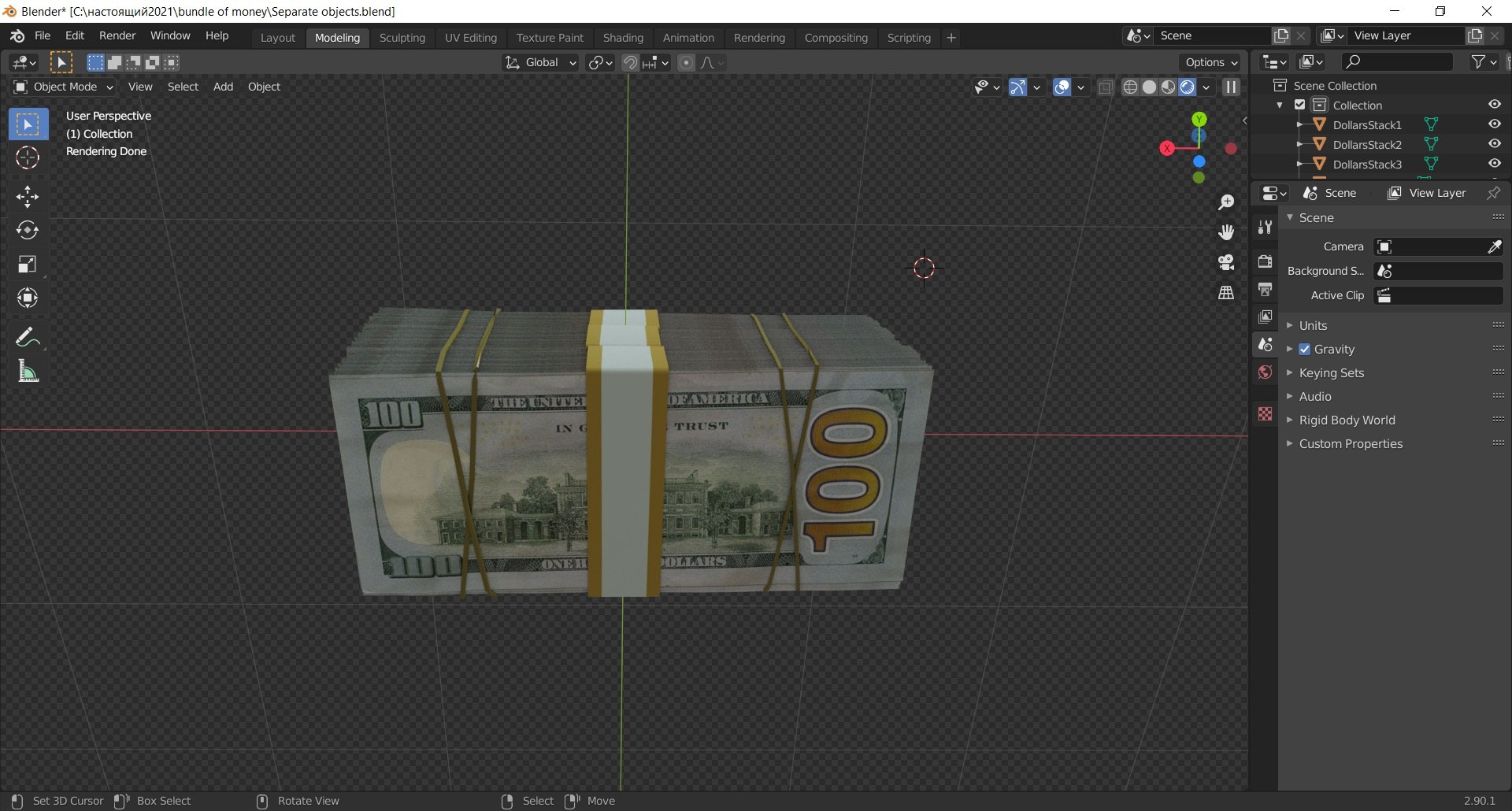 3D Stack Of Dollars Model - TurboSquid 1746449