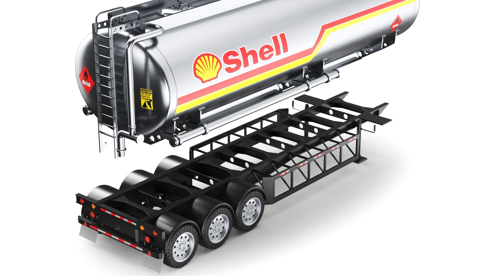 Detailed Gas Tank Trailer Shell Truck 3D Model - TurboSquid 2227532