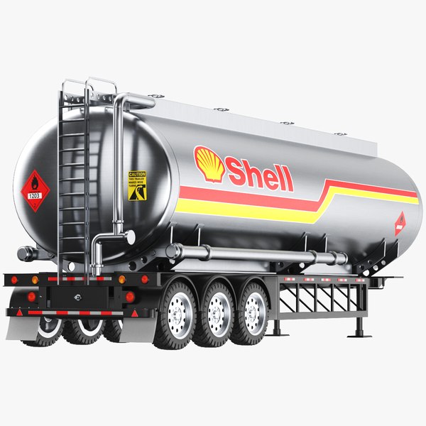 Caminhão Shell de reboque de tanque de gás detalhado Modelo 3D ...