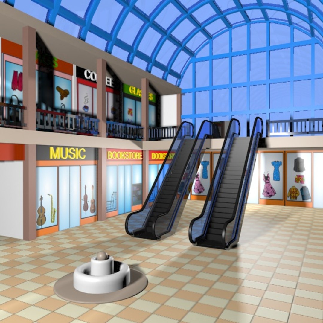 Cartoon Shopping Mall 3d Model