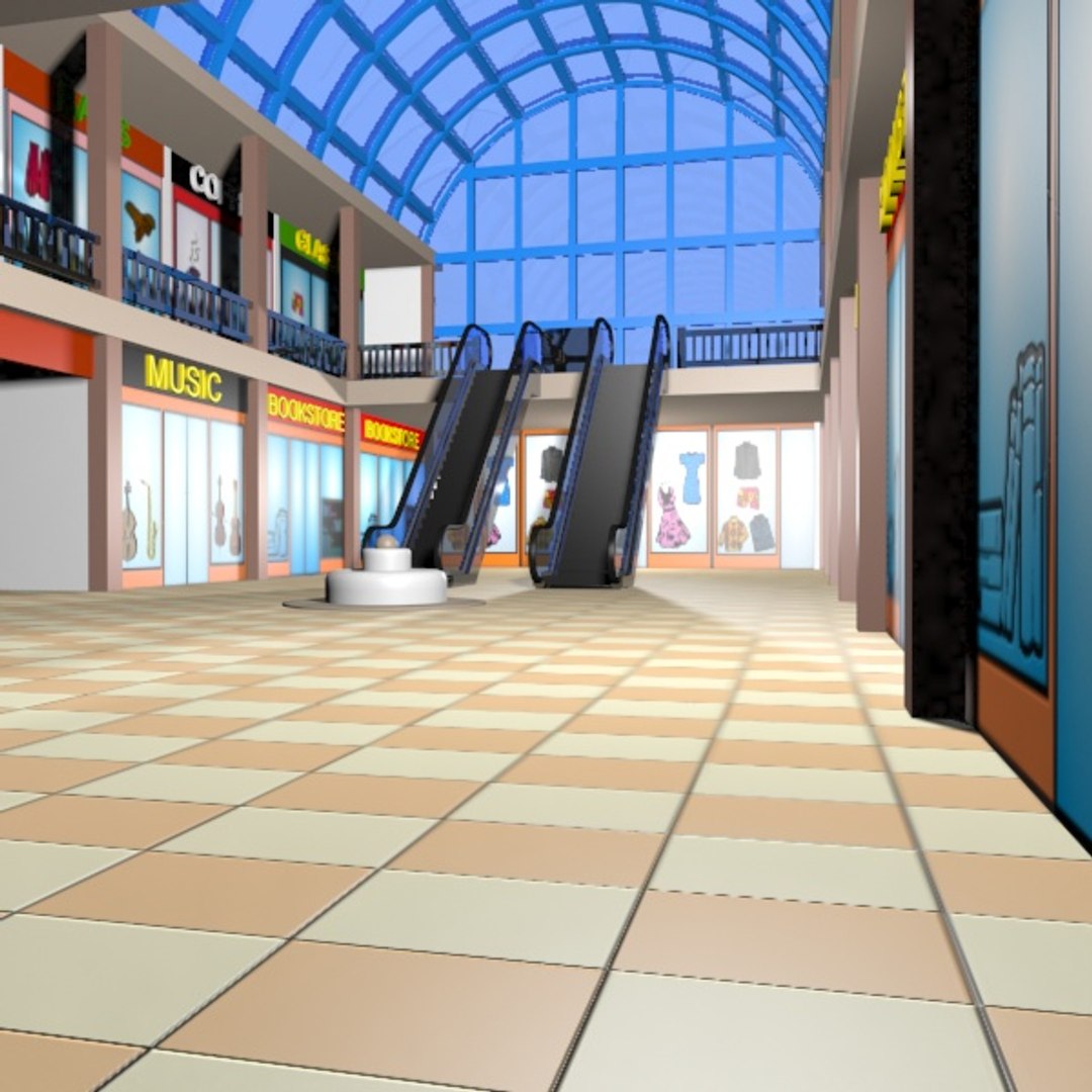 Cartoon Shopping Mall 3d Model