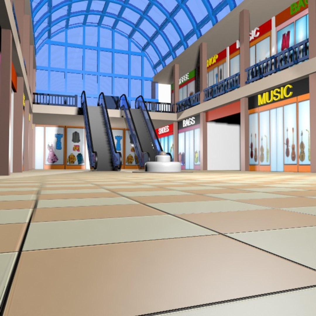 Cartoon Shopping Mall 3d Model