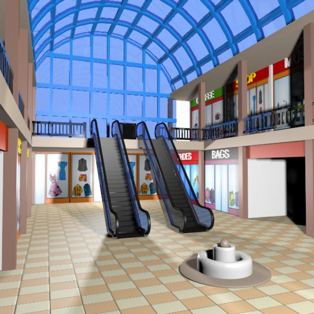 Cartoon Shopping Mall 3d Model