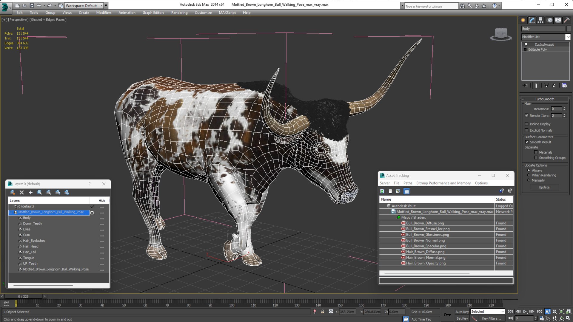 3D Mottled Brown Longhorn Bull Walking Pose - TurboSquid 2181320
