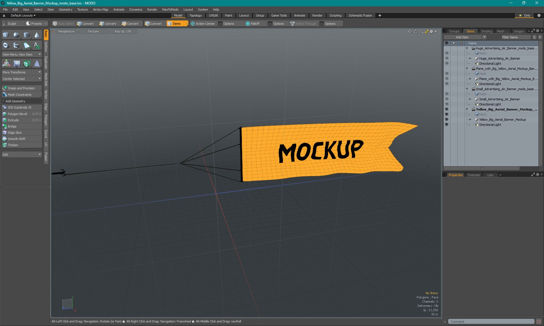 Yellow Big Aerial Banner Mockup 3D Model - TurboSquid 2344642