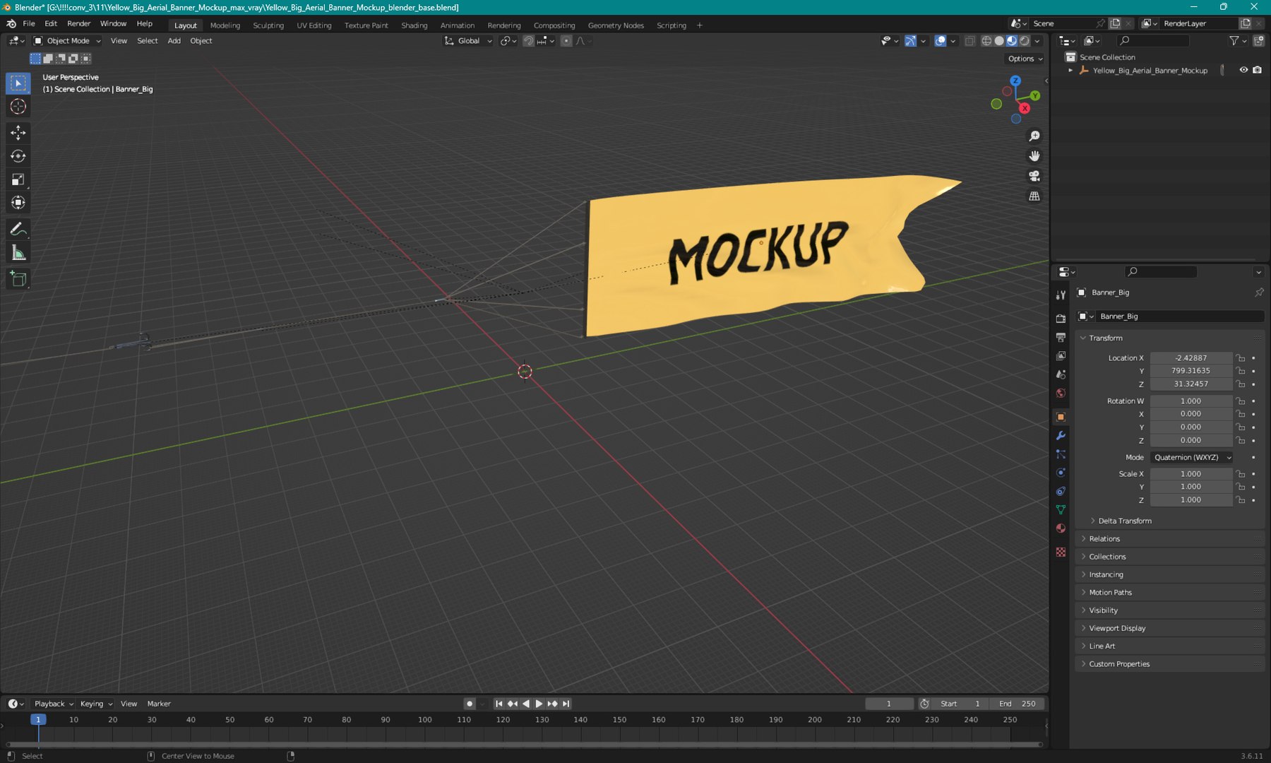 Yellow Big Aerial Banner Mockup 3D Model - TurboSquid 2344642