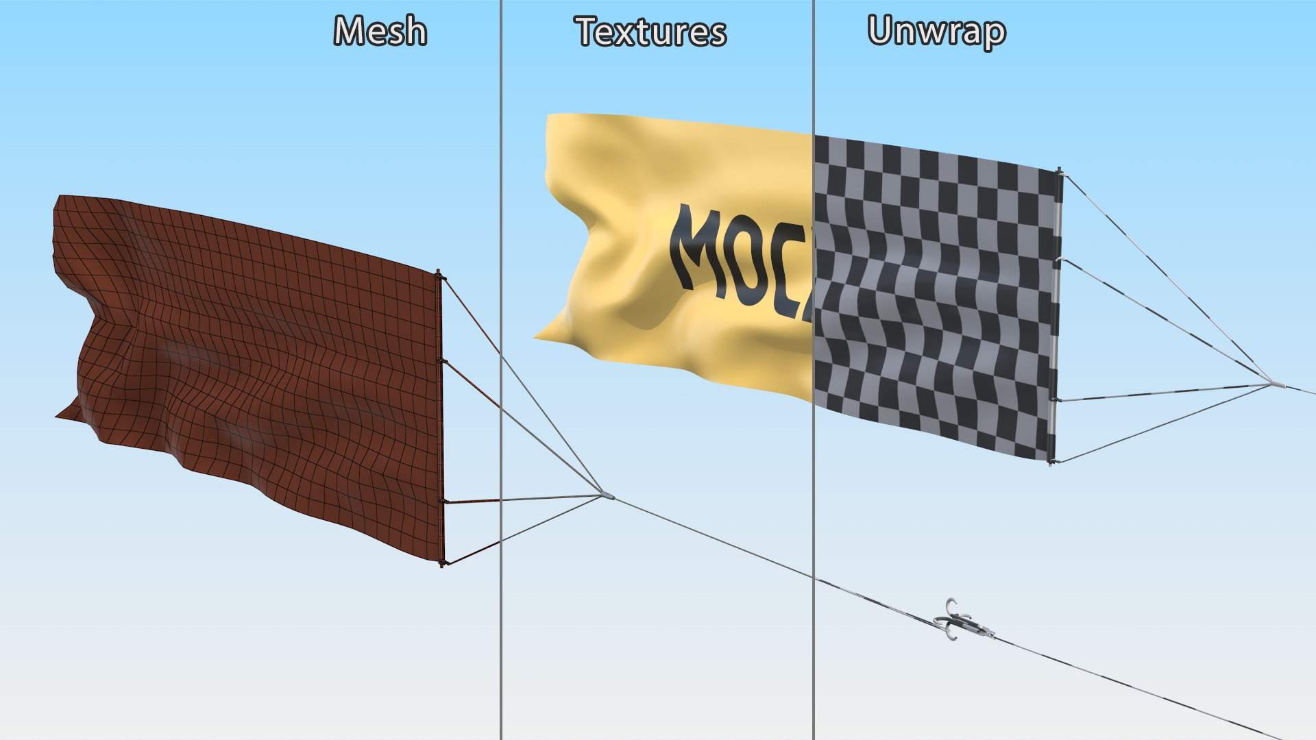 Yellow Big Aerial Banner Mockup 3D Model - TurboSquid 2344642