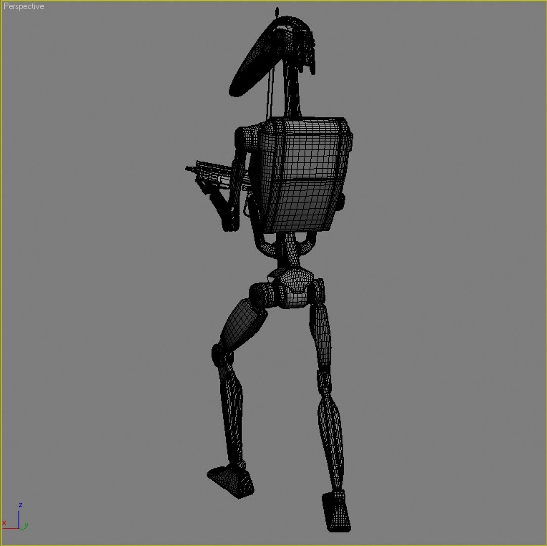 3d Battle Droid Blaster Rigged Model
