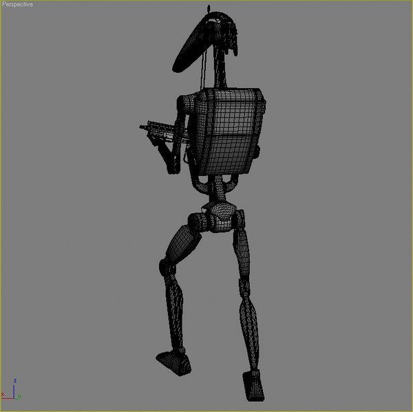 3d battle droid blaster rigged model