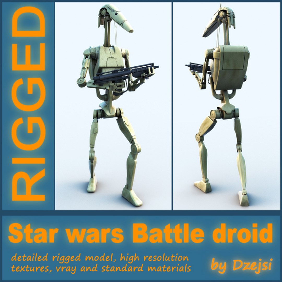 3d Battle Droid Blaster Rigged Model