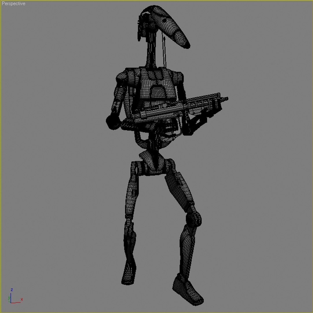 3d Battle Droid Blaster Rigged Model