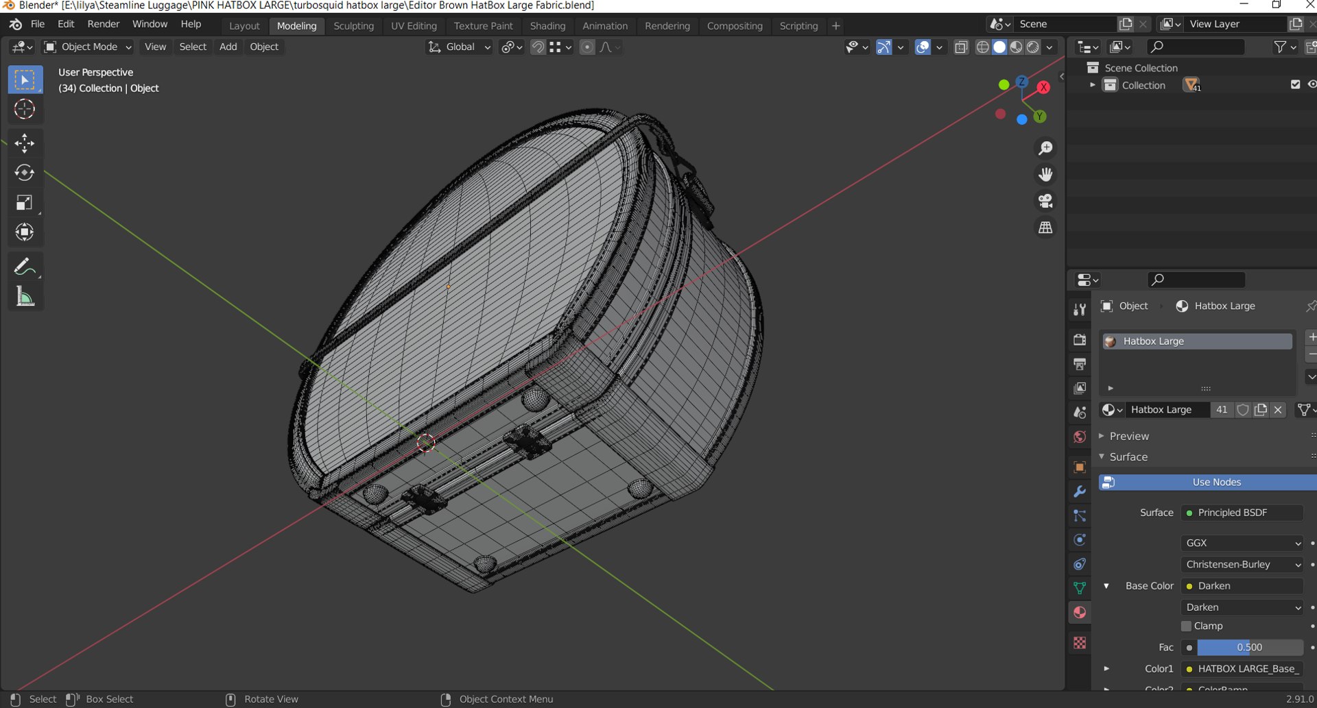 Steamline Editor Navy HatBox Large Fabric Blue 3D Model - TurboSquid 2033529