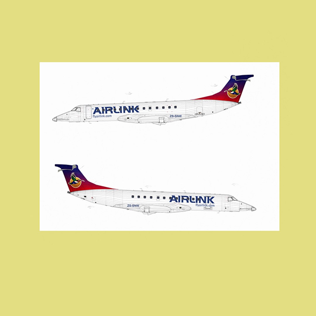 ZS-SNW Airlink Embraer ERJ-135LR L2319 3D Model - TurboSquid 2357607