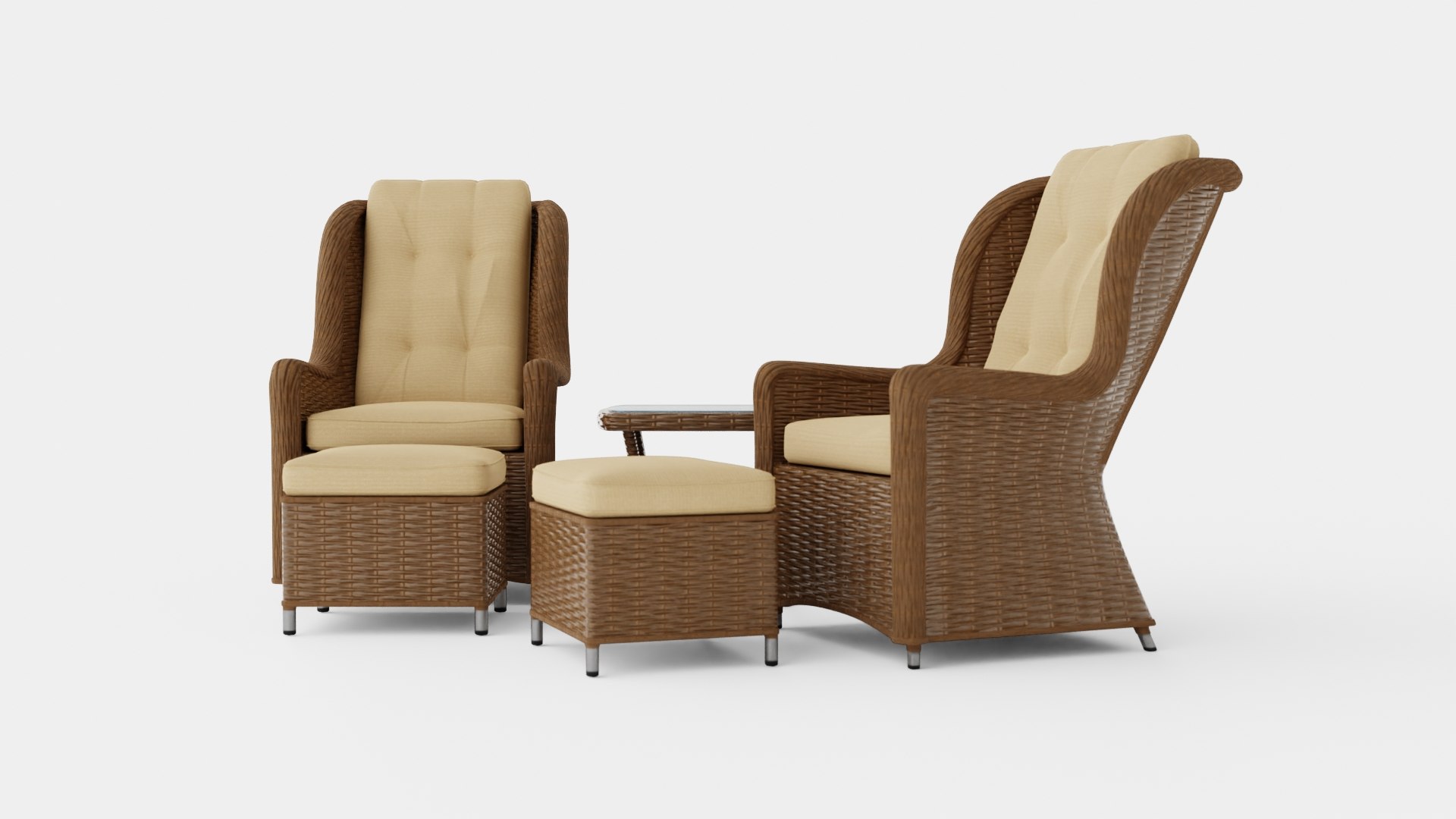 3D Lotus Lounge Duo Set - TurboSquid 2253883