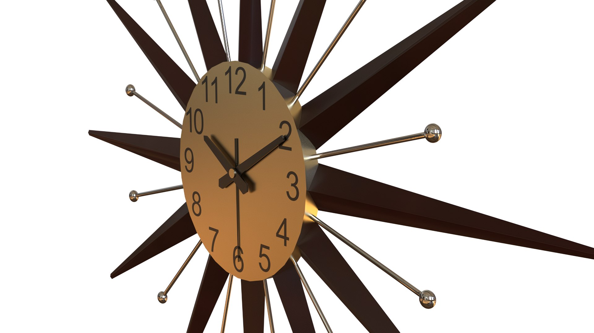 3D Sunburst Starburst Retro Wall Clock Model - TurboSquid 1813172