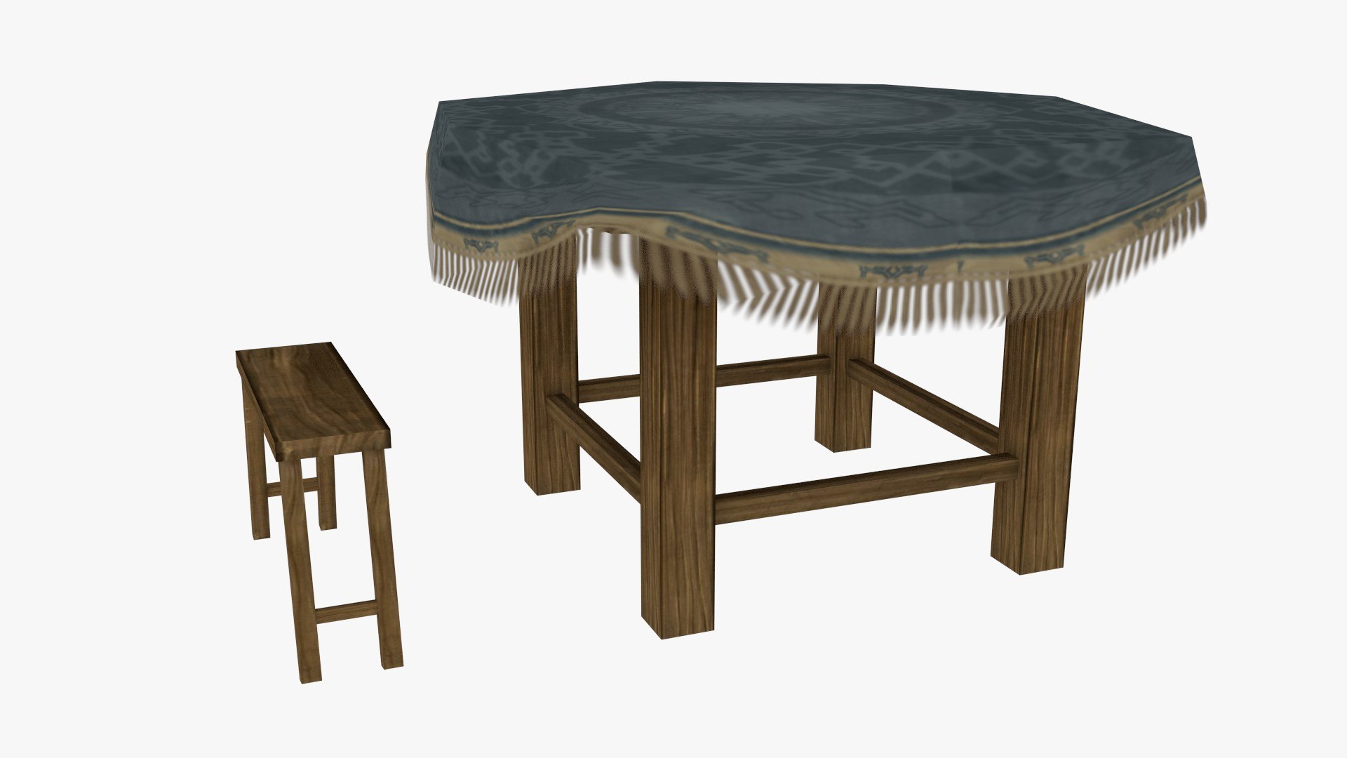3d cartoon table bench - model