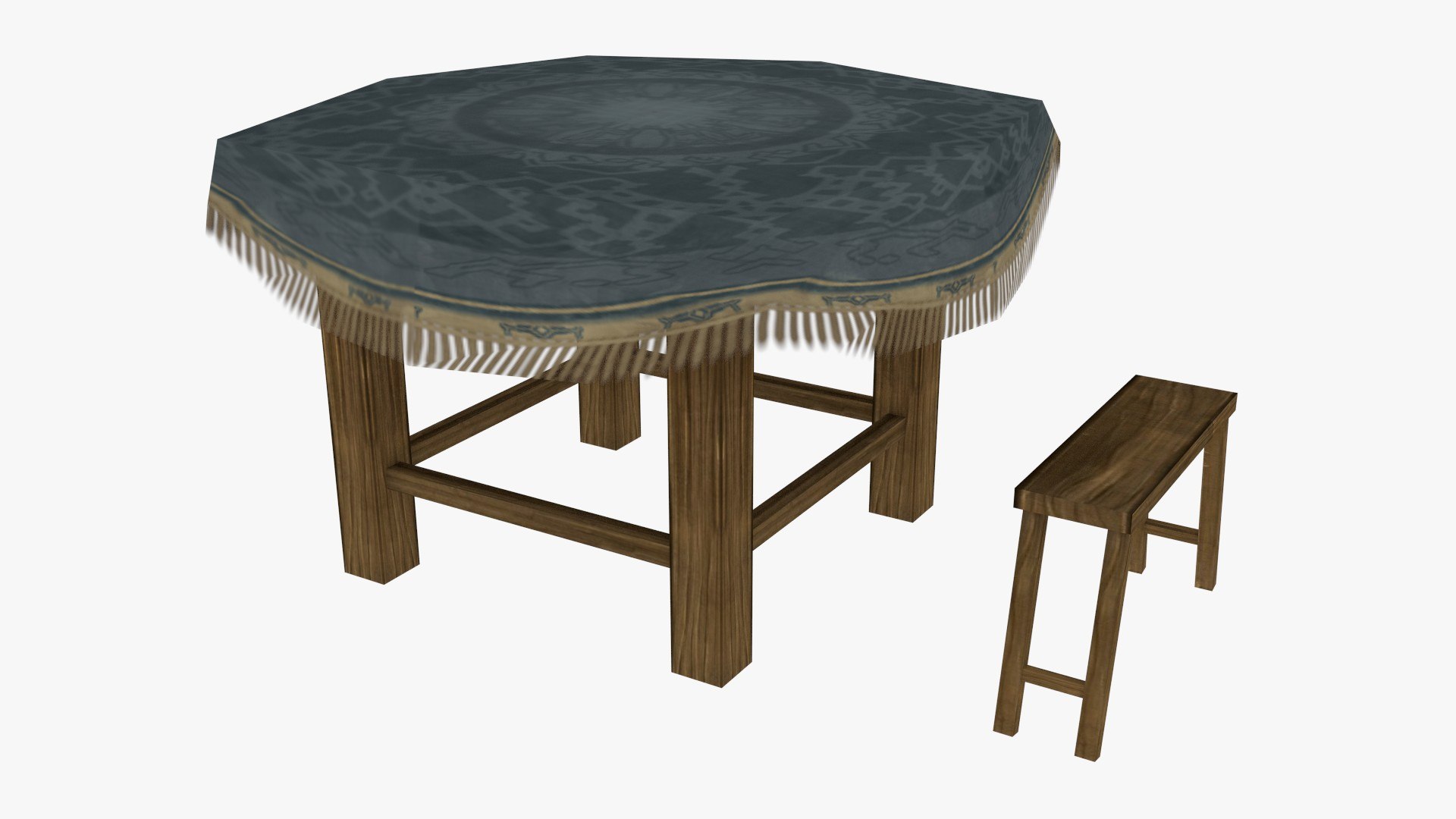 3d cartoon table bench - model