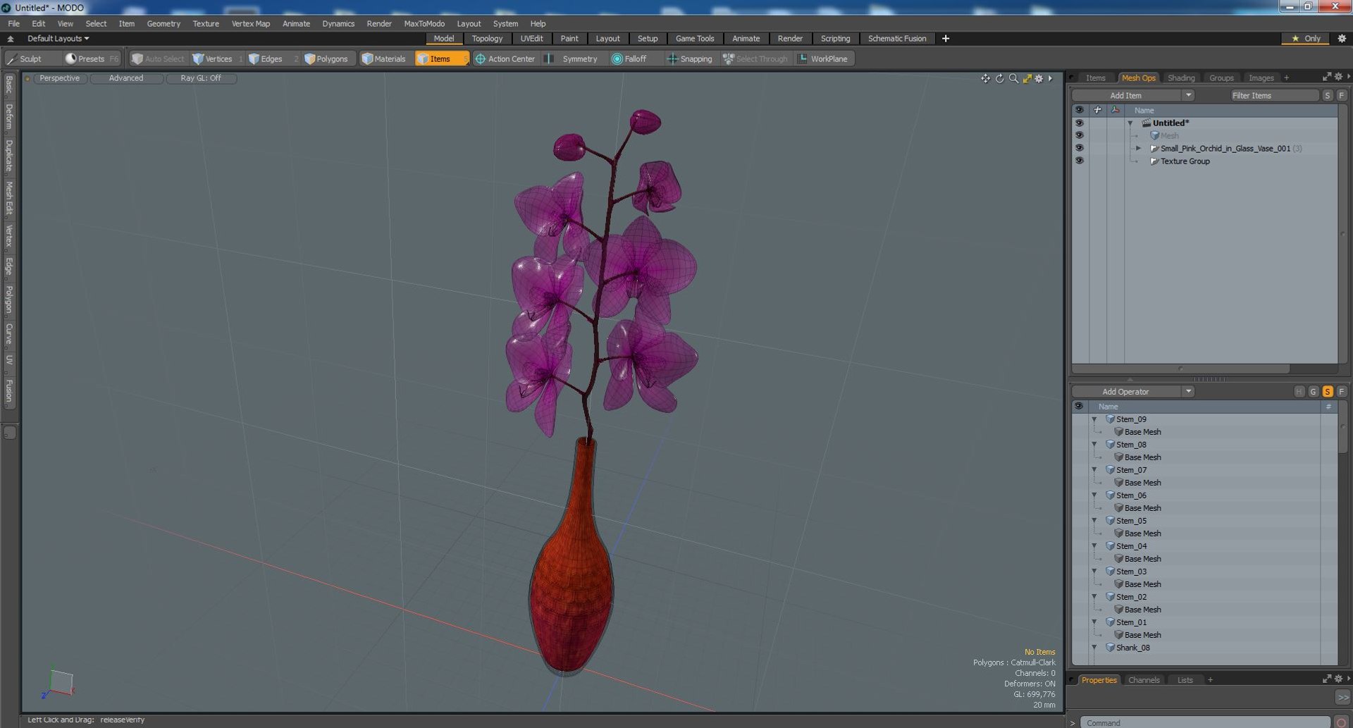 3D model Small Pink Orchid in Glass Vase - TurboSquid 2087613
