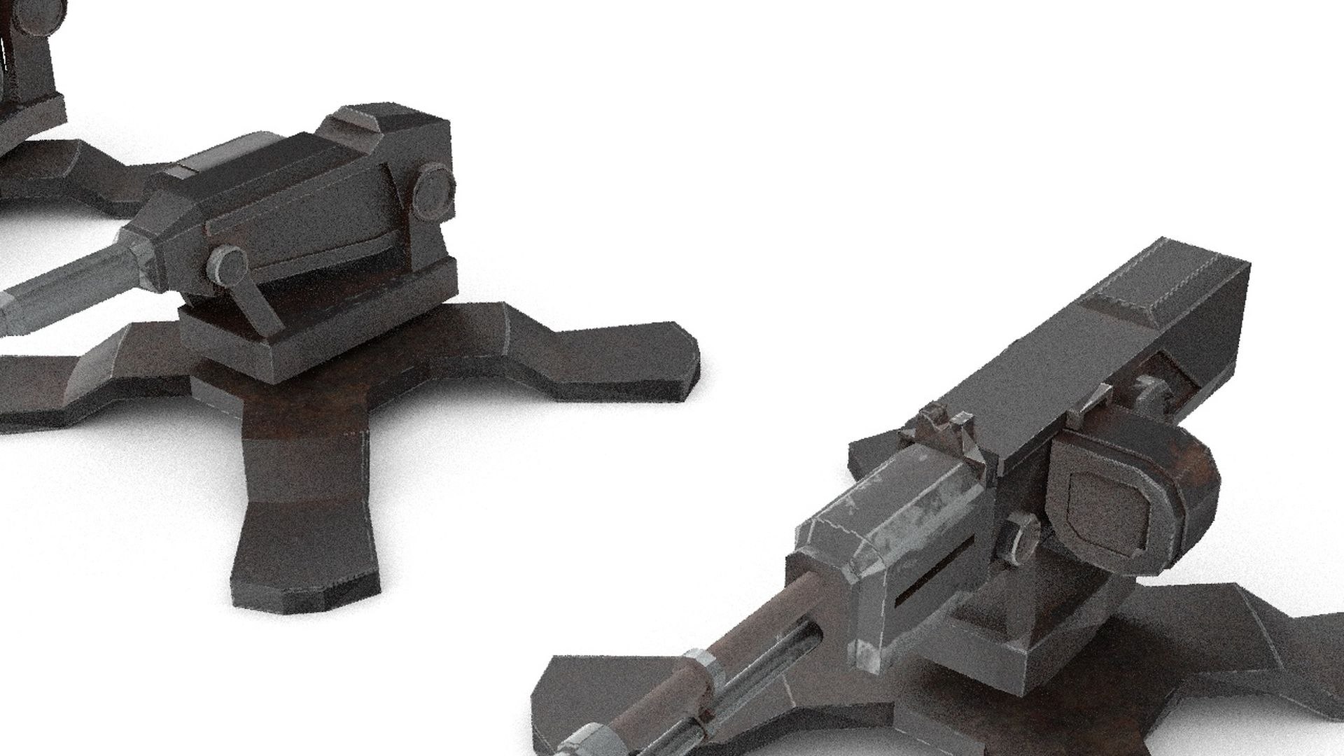 3D Automatic Turret Gun PBX Animated Set - TurboSquid 1821139