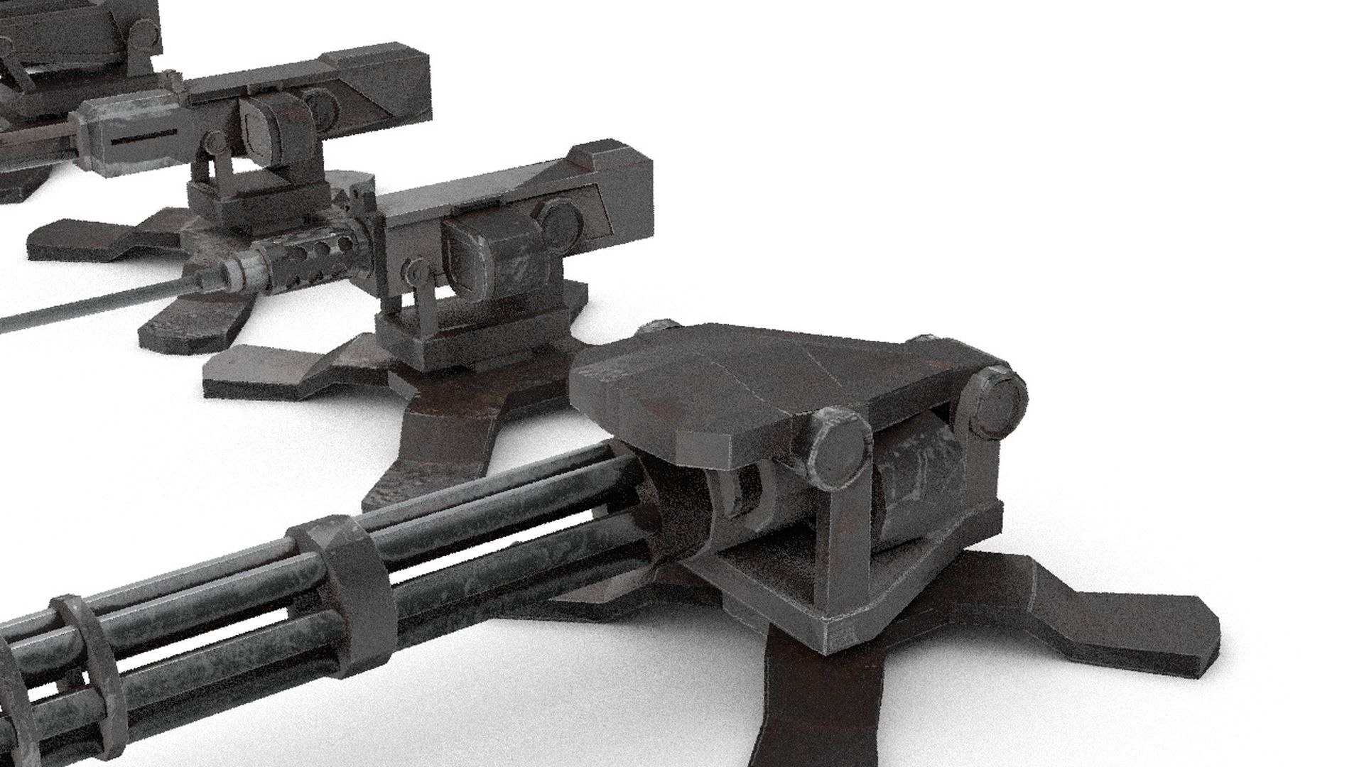 3D Automatic Turret Gun PBX Animated Set - TurboSquid 1821139