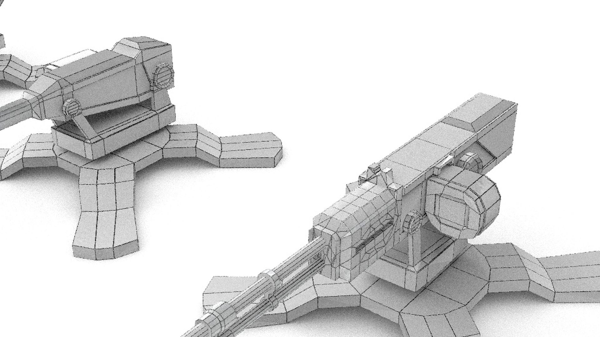 3D Automatic Turret Gun PBX Animated Set - TurboSquid 1821139