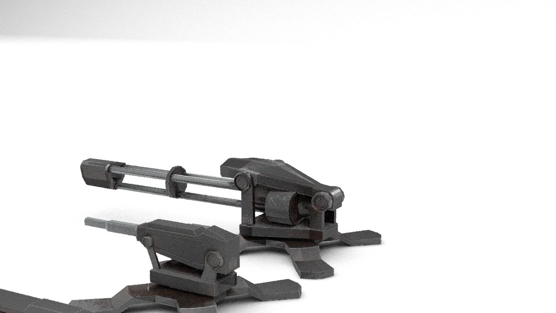 3D Automatic Turret Gun PBX Animated Set - TurboSquid 1821139