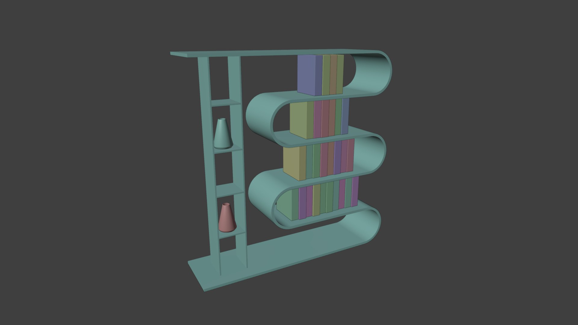Modern Wave Bookshelf Model - TurboSquid 2281880