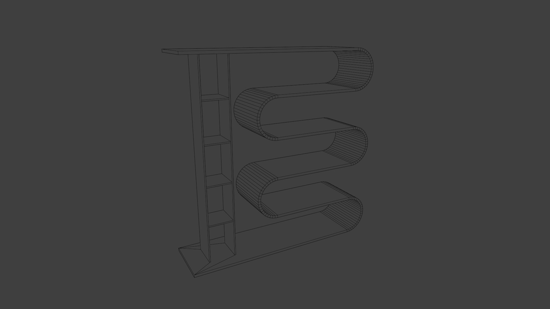 Modern Wave Bookshelf Model - TurboSquid 2281880