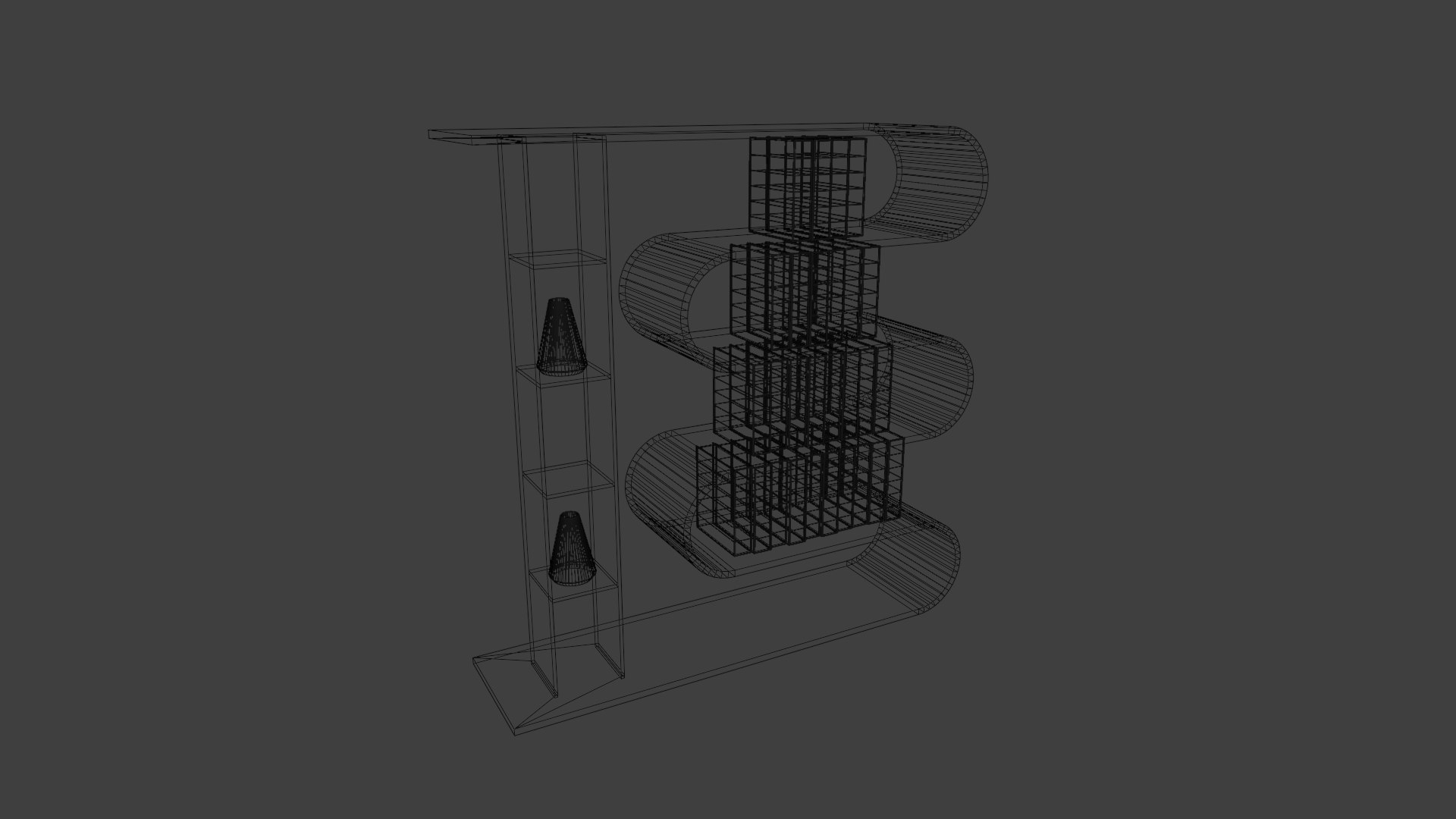 Modern Wave Bookshelf Model - TurboSquid 2281880