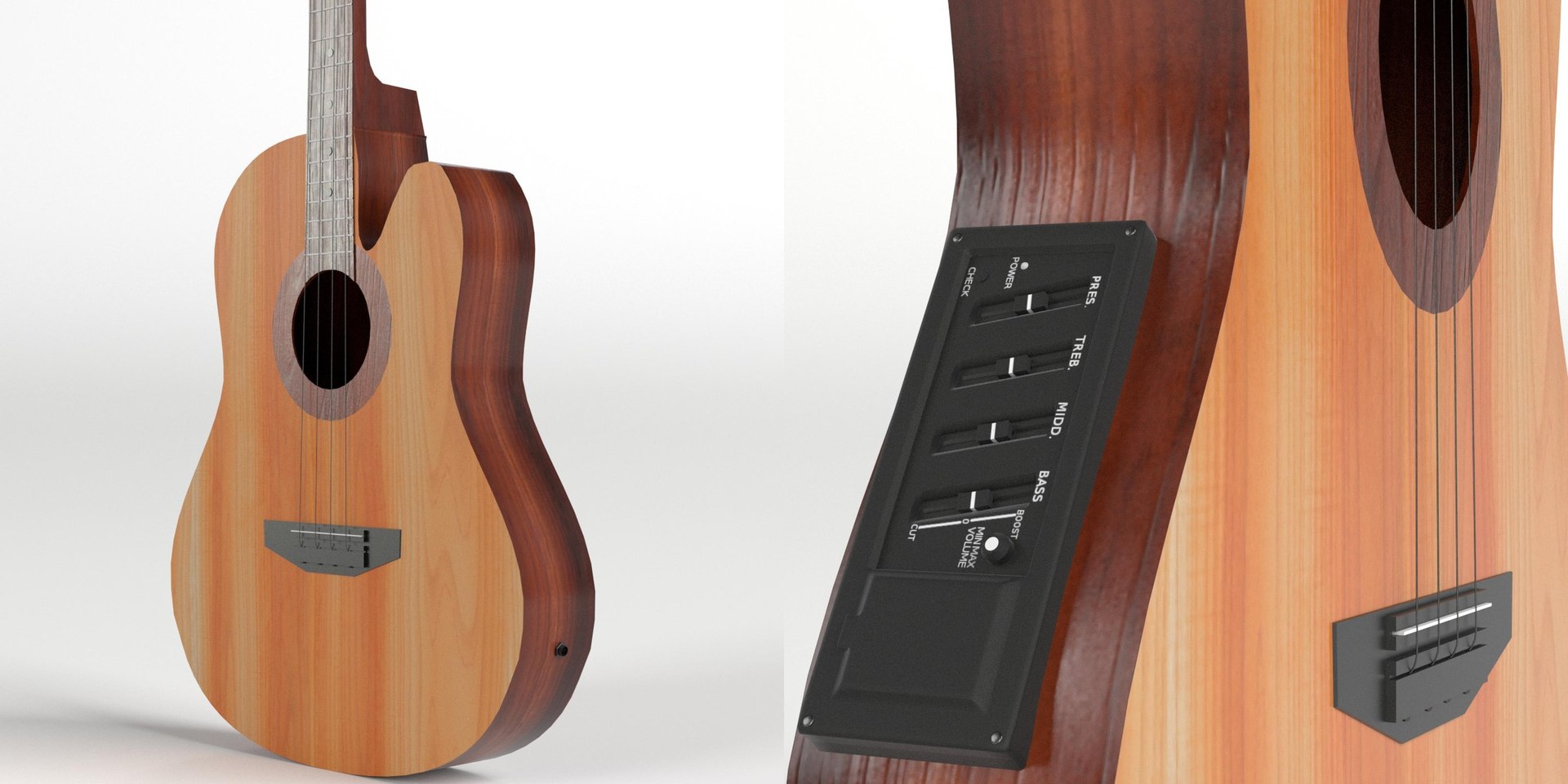 Acoustic Bass Guitar 3D Model - TurboSquid 1196343