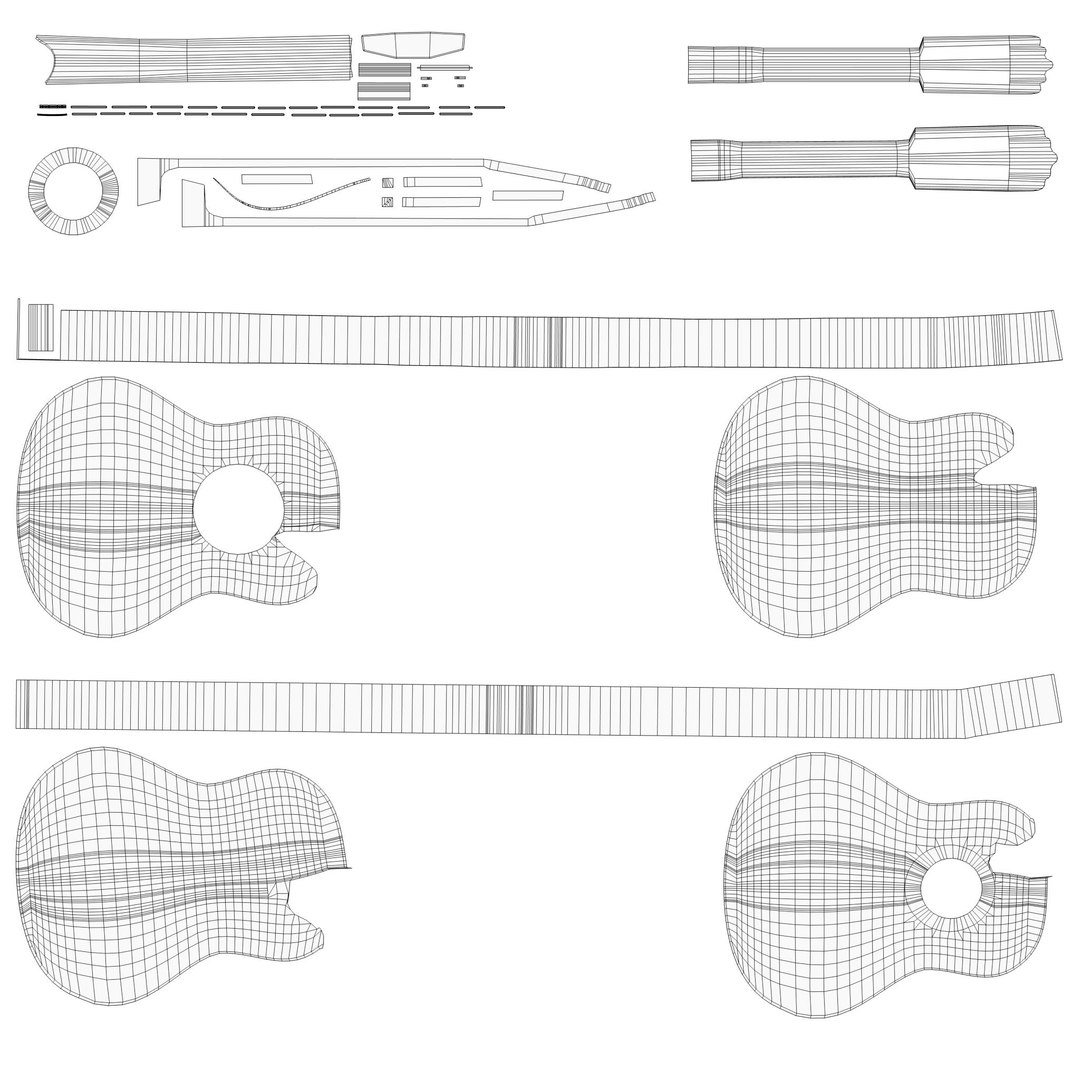 Acoustic Bass Guitar 3D Model - TurboSquid 1196343