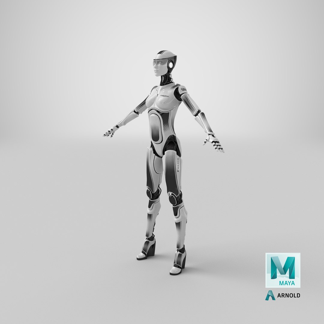 3D Female Cyborg Robot Police Officer Model - TurboSquid 1713829
