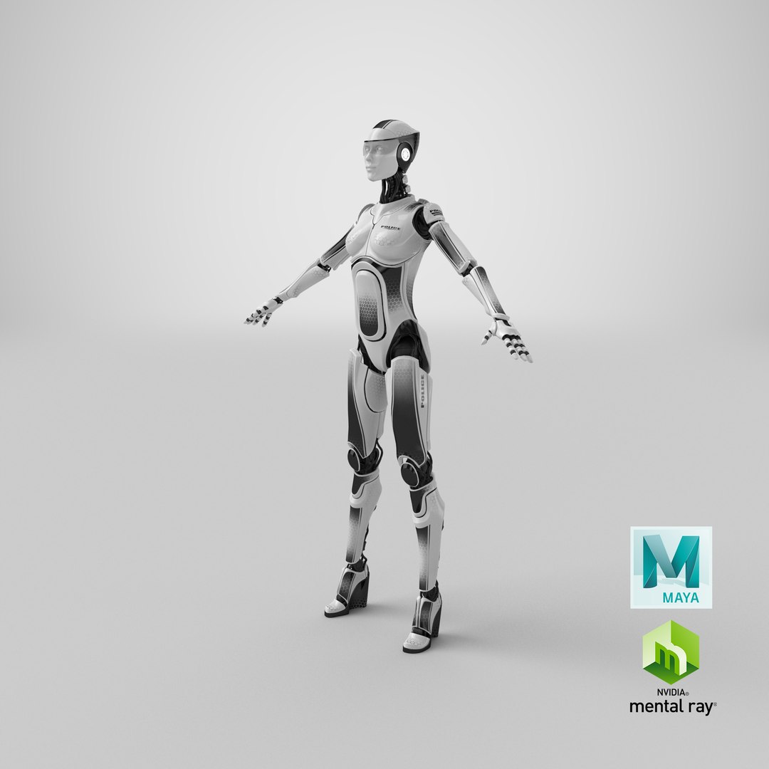 3D Female Cyborg Robot Police Officer Model - TurboSquid 1713829